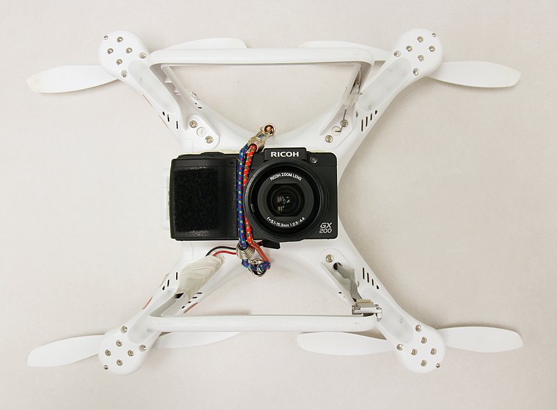 Bottom view of the Phantom with the GX200 attached for vertical imaging ...